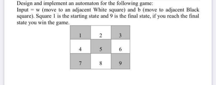 Design And Implement An Automaton For The Following