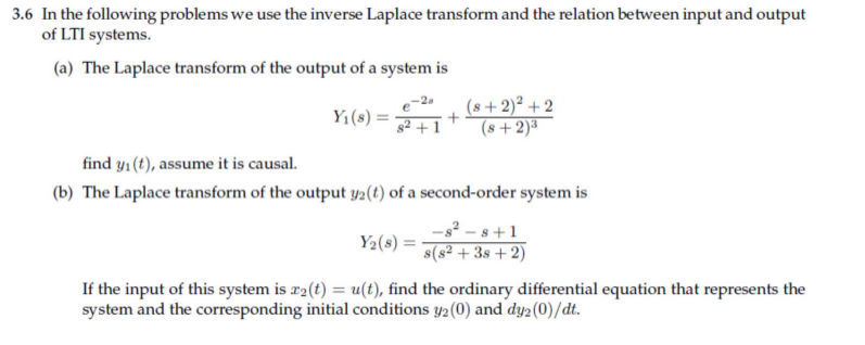 Solved 3.6 In the following problems we use the inverse | Chegg.com