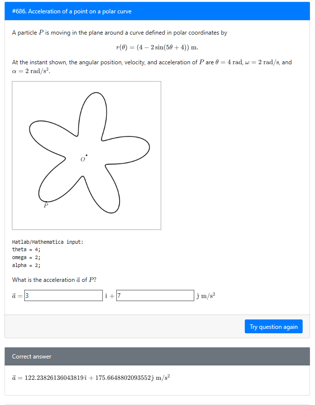 Solved #686. Acceleration of a point on a polar curve A | Chegg.com