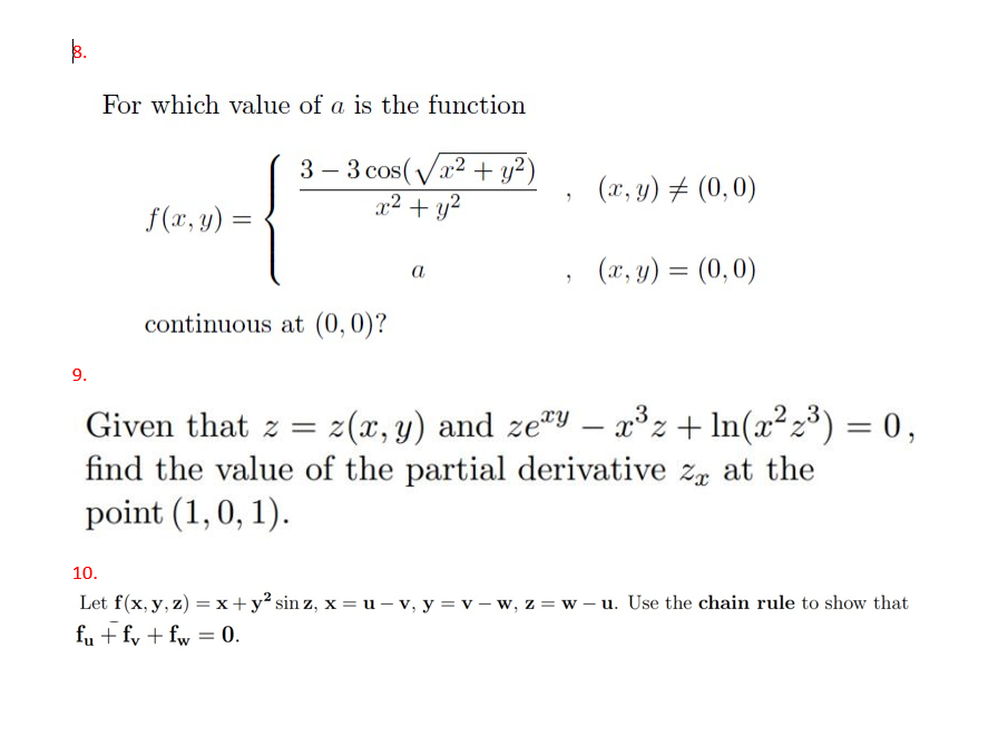 Solved For which value of a is the function | Chegg.com