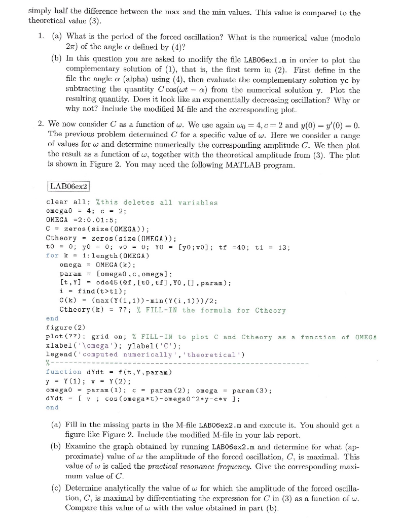 The Amplitude of Forced Oscillations We assume here | Chegg.com