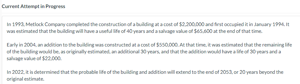 Current Attempt in Progress In 1993, Metlock Company | Chegg.com