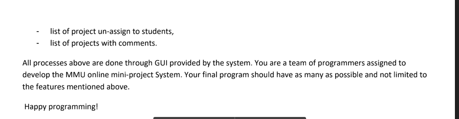 Solved The Mini-project management system is an online tool | Chegg.com