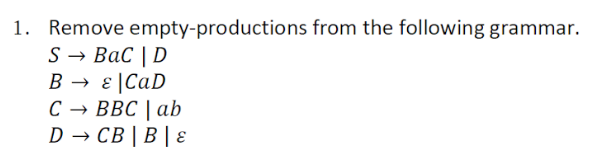 Remove empty-productions from the following | Chegg.com