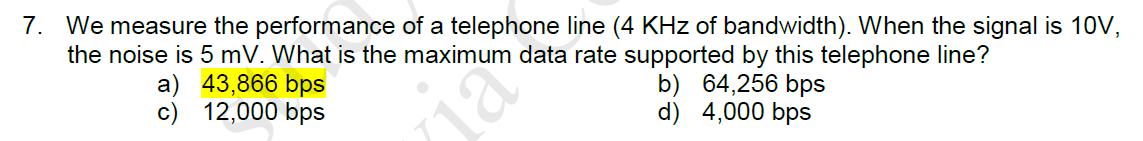 Solved 7. We measure the performance of a telephone line (4 | Chegg.com