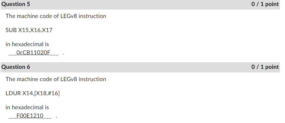 Solved The machine code of LEGv8 instruction SUB X15,X16,X17 | Chegg.com