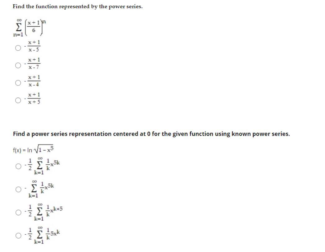 Solved Find the function represented by the power series. | Chegg.com