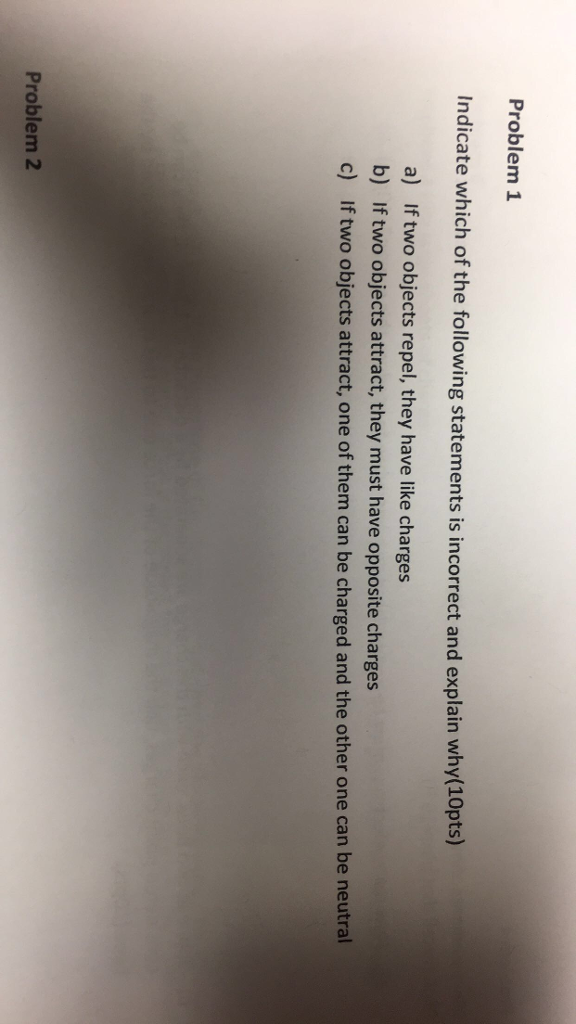 Solved Problem 1 Indicate which of the following statements | Chegg.com