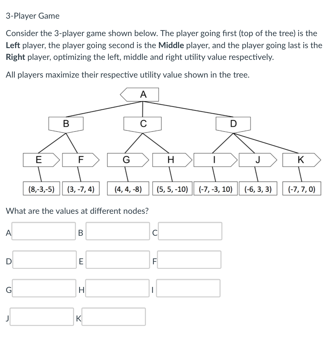 Solved 3-Player Game Consider the 3-player game shown below. | Chegg.com