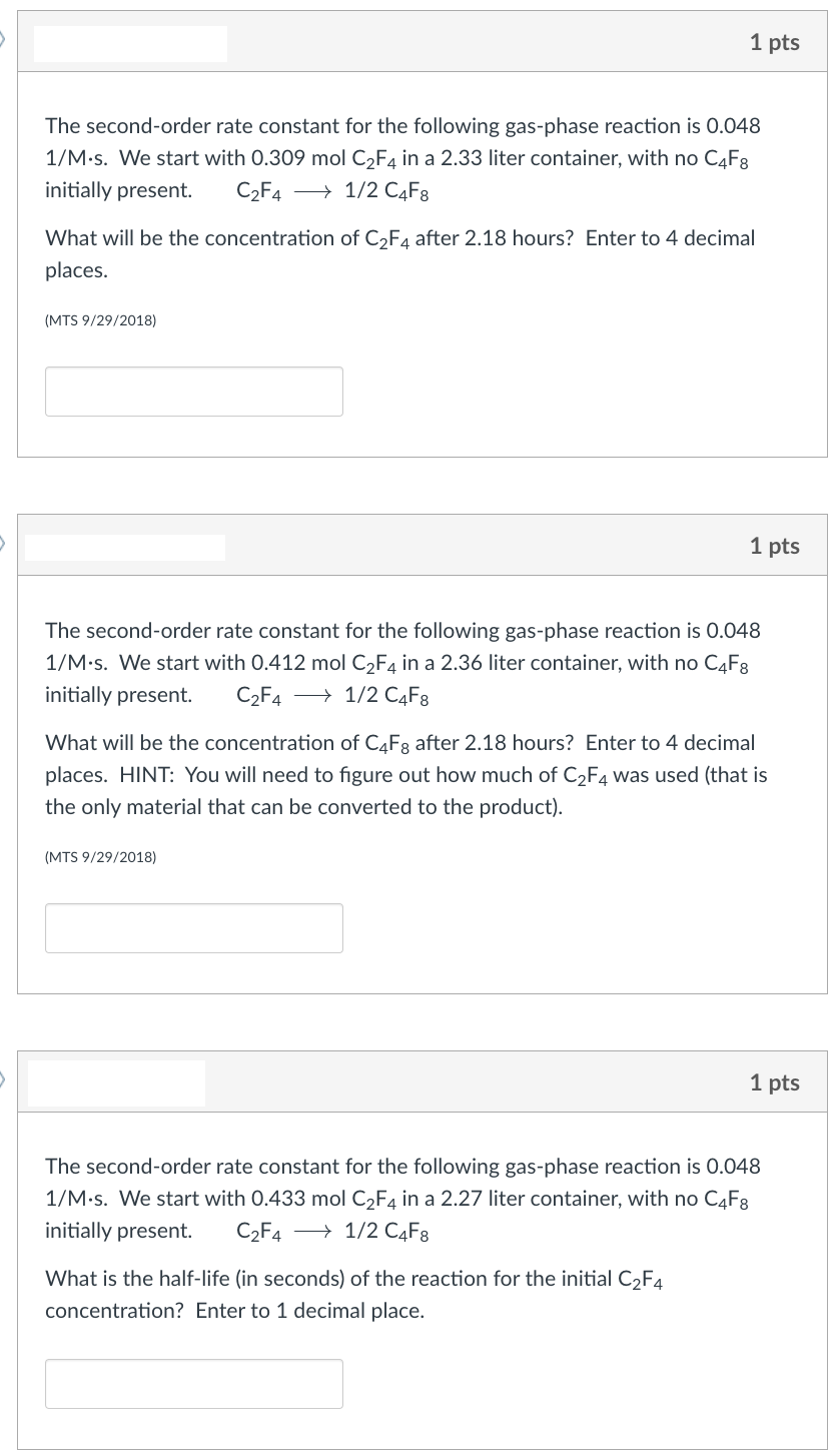 Solved The second-order rate constant for the following | Chegg.com