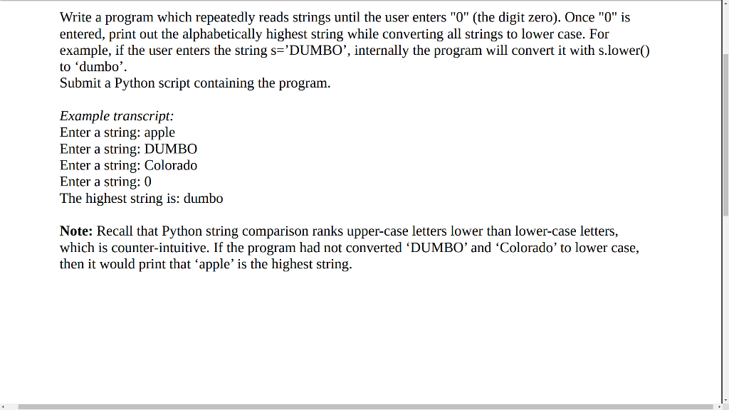 Solved Write a program which repeatedly reads strings until | Chegg.com