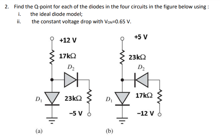 Solved 2. Find the Q-point for each of the diodes in the | Chegg.com