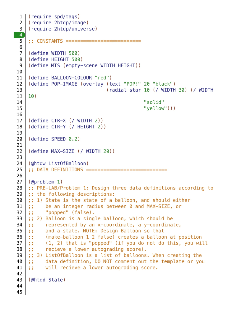 1 | (require spd/tags) (require 2htdp/image) (require | Chegg.com