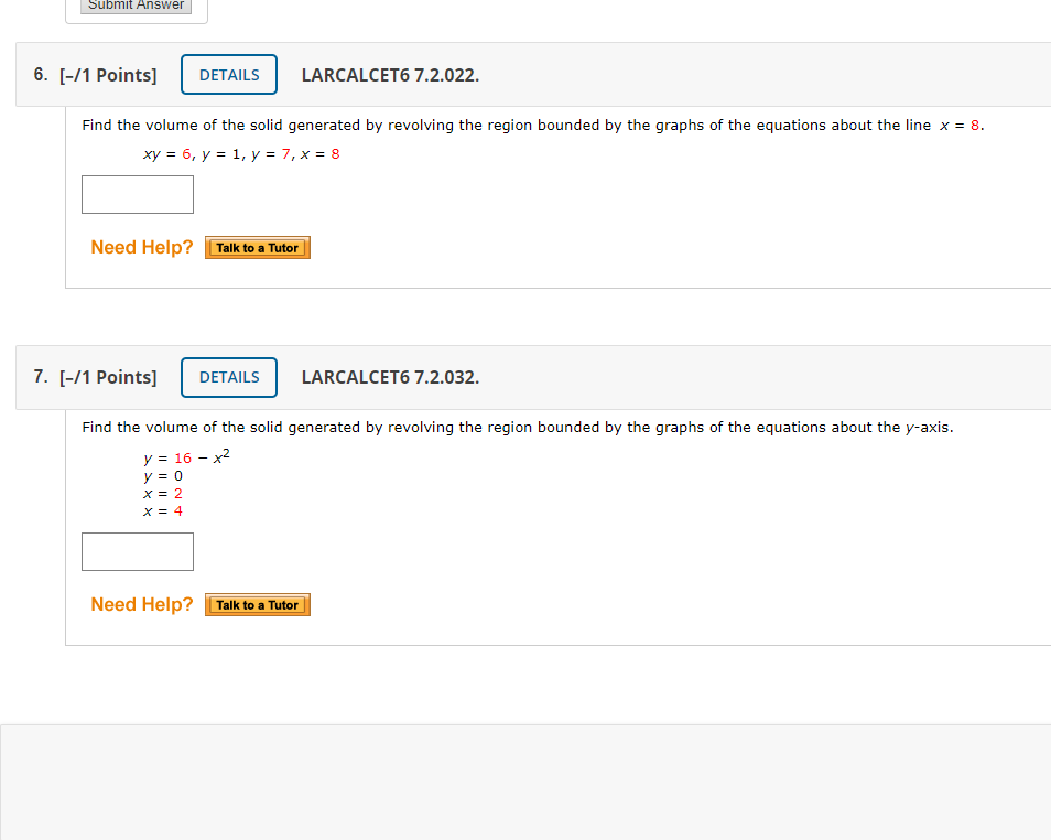 Solved Submit Answer 6. [-/1 Points) DETAILS LARCALCET6 | Chegg.com