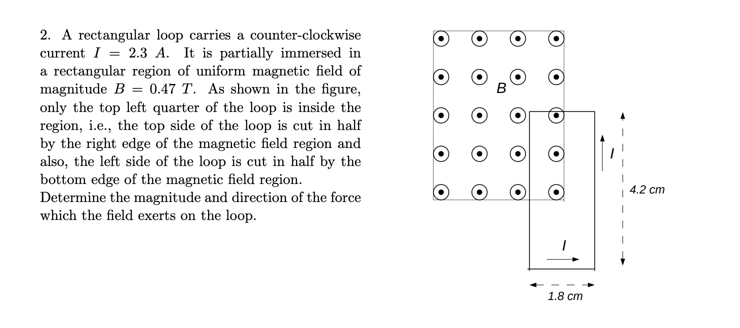 Solved 2. A rectangular loop carries a counter-clockwise | Chegg.com