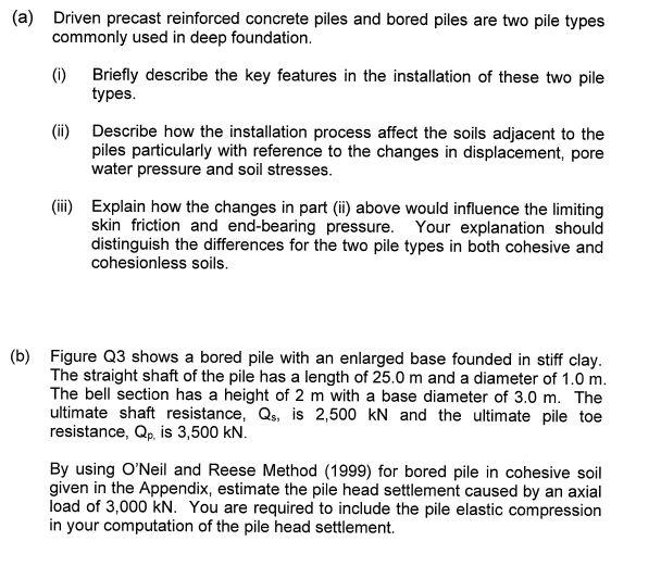 Solved (a) Driven precast reinforced concrete piles and | Chegg.com