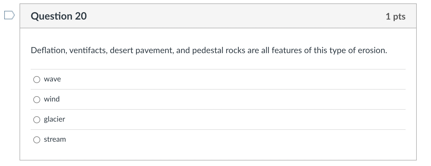 Solved Deflation, ventifacts, desert pavement, and pedestal | Chegg.com