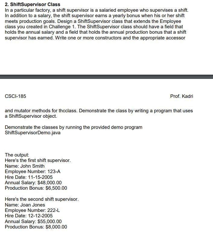 Solved 1. Employee and Production Worker Classes Design a | Chegg.com