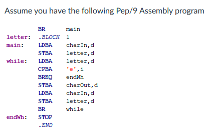 Solved Assume you have the following Pep/9 Assembly | Chegg.com