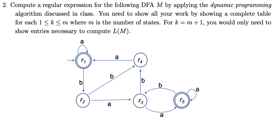 Compute a regular expression for the following DFA M | Chegg.com