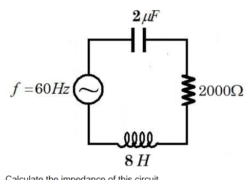 Solved Calculate the impedance of this circuit | Chegg.com