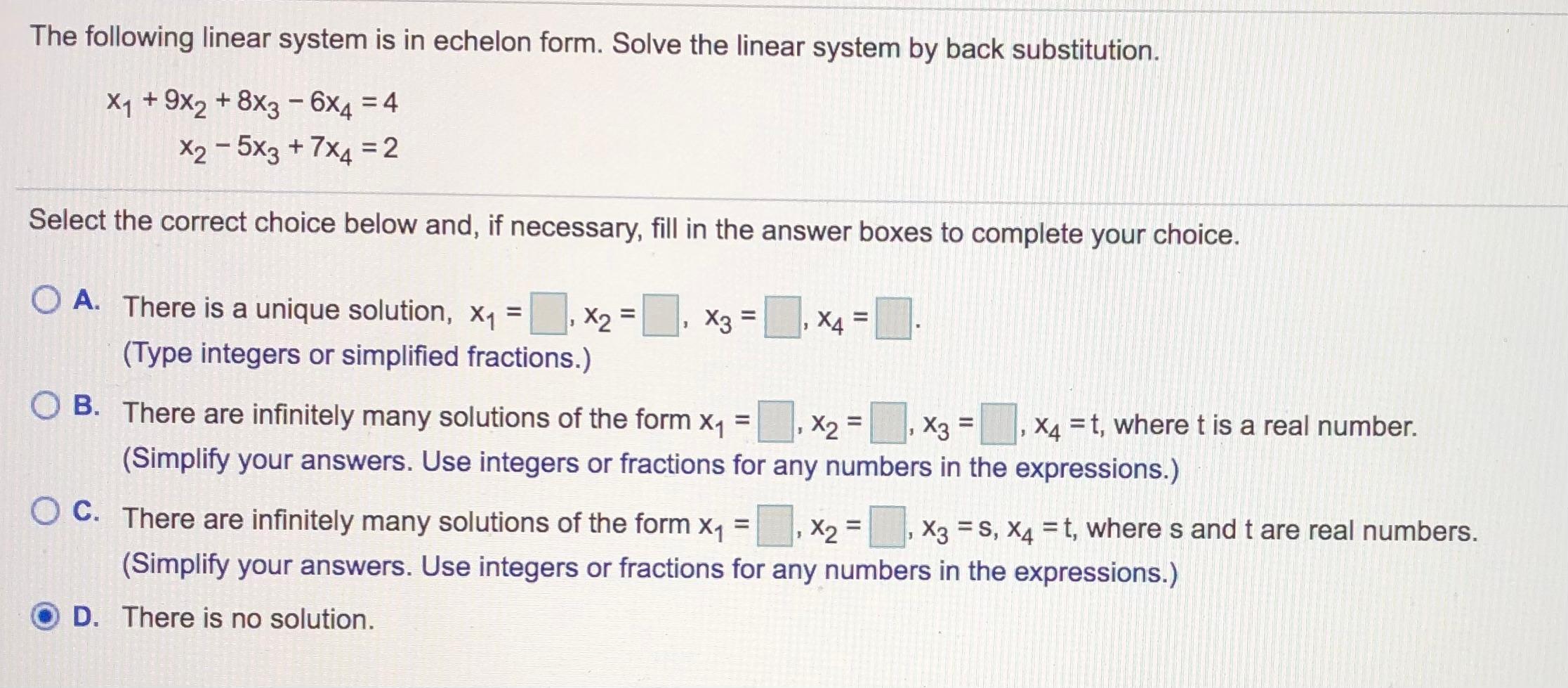 solved-the-following-linear-system-is-in-echelon-form-solve-chegg