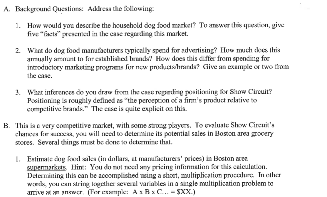 Solved A. Background Questions: Address the following: 1. | Chegg.com