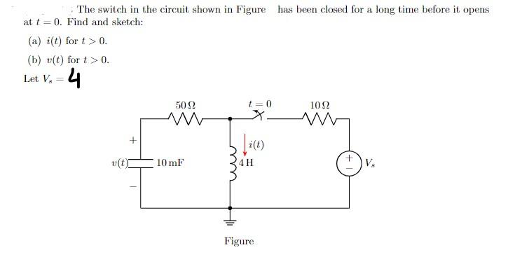 Solved The switch in the circuit shown in Figure has been | Chegg.com