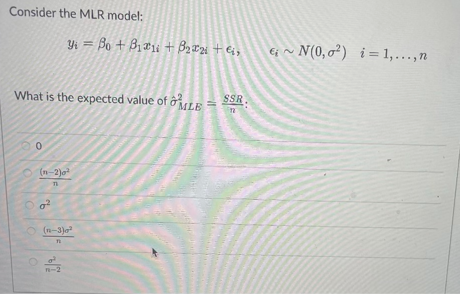 Solved Consider the MLR model: | Chegg.com
