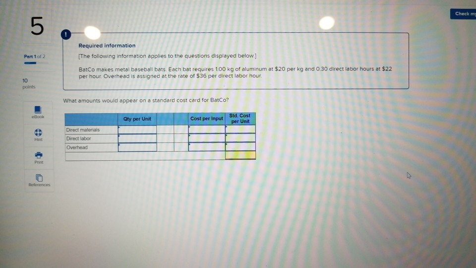 Solved Check m 5 Required information [The following | Chegg.com