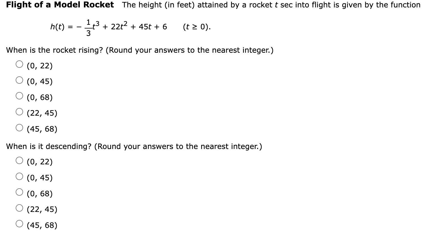 Solved Flight of a Model Rocket The height (in feet) | Chegg.com