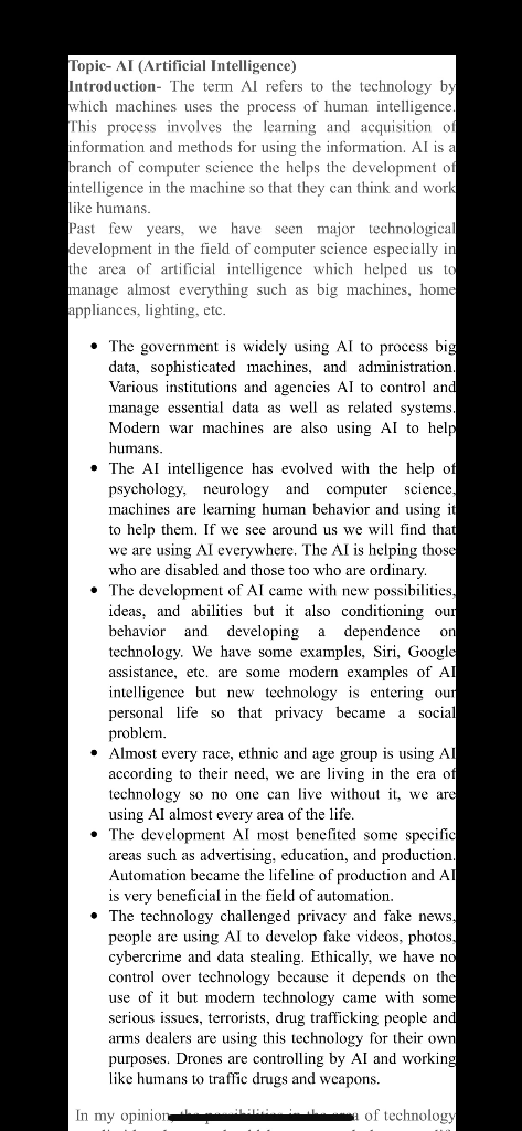 Solved Topic- Al (Artificial Intelligence) Introduction - | Chegg.com