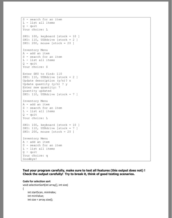 Solved Inventory Management System Enhance the SimpleVector | Chegg.com