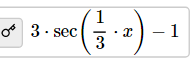 Solved Write an equation for the graph above.σϕ3⋅sec(31⋅x)−1 | Chegg.com