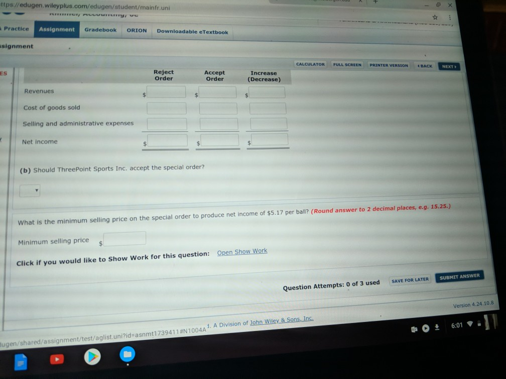 Solved nment CALCULATOR FULL SCREEN PRINTER VERSION ·BACK | Chegg.com