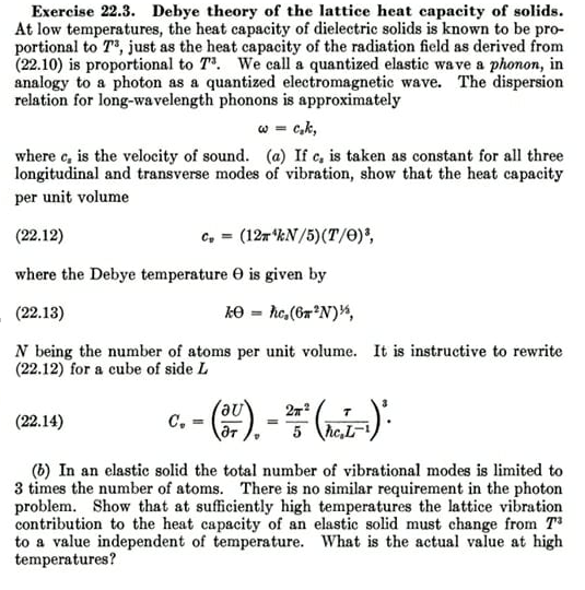Solved Exercise 22.3. Debye theory of the lattice heat | Chegg.com