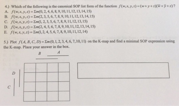 Solved 4.) Which of the following is the canonical SOP list | Chegg.com