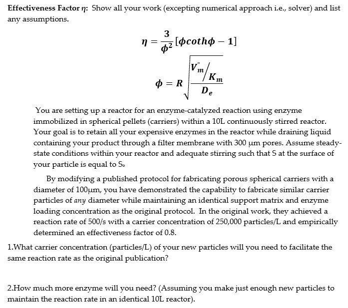 Solved Effectiveness Factor η : Show all your work | Chegg.com