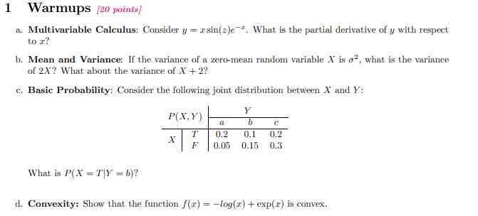 Solved Warmups [20 points] a. Multivariable Calculus: | Chegg.com