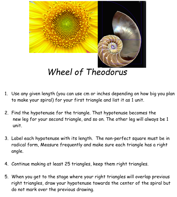 Solved Wheel of Theodorus 1. Use any given length (you can | Chegg.com