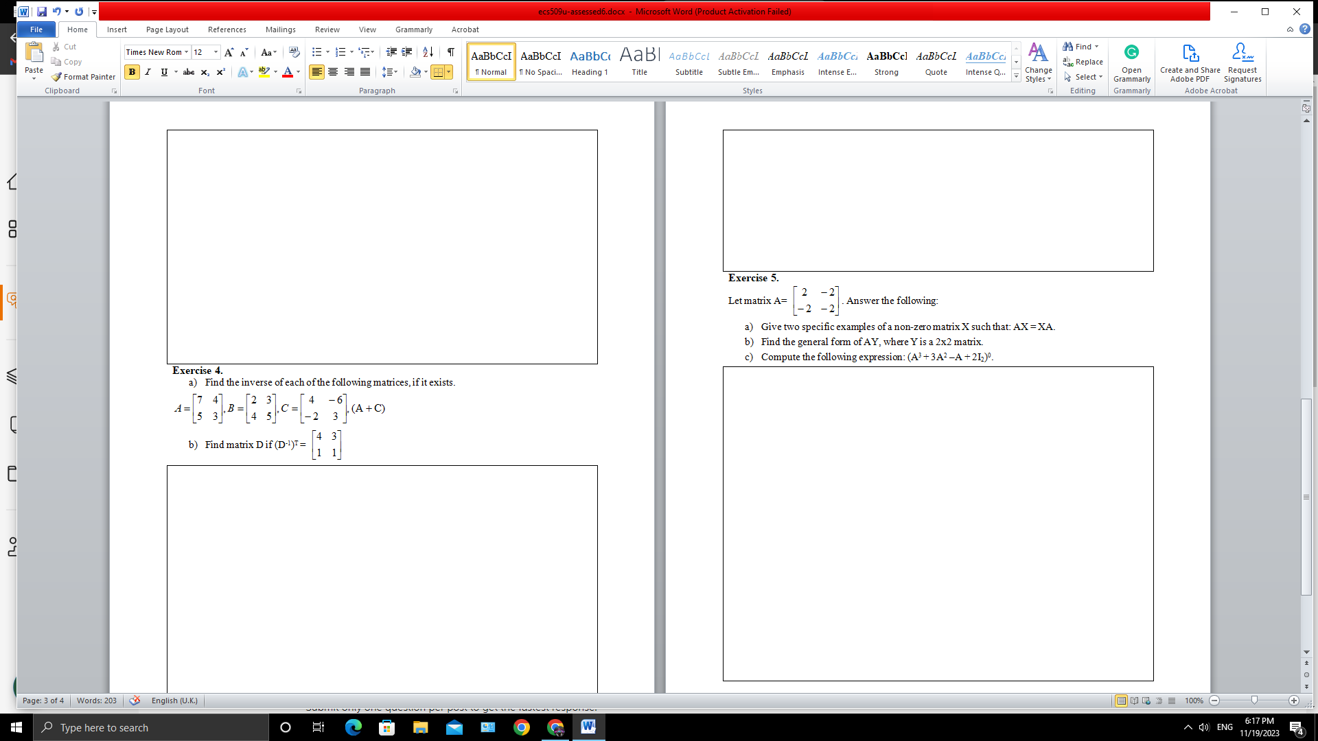 Solved ECS509U: Probability and Matrices Week 6 - Matrix | Chegg.com