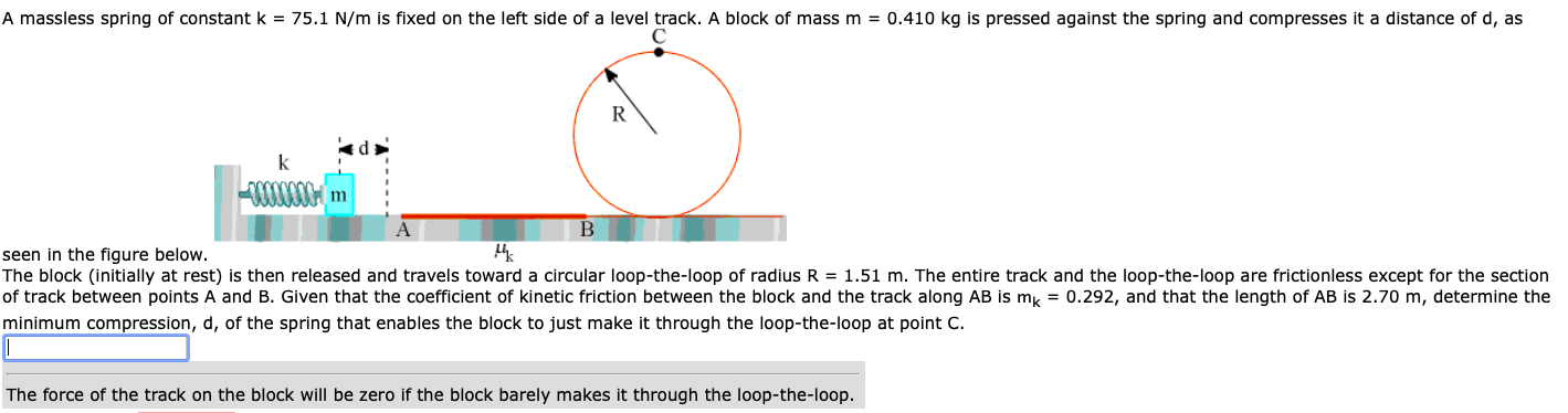 Solved A massless spring of constant k = 75.1 N/m is fixed | Chegg.com