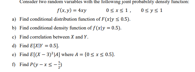 Solved Consider two random variables with the following | Chegg.com