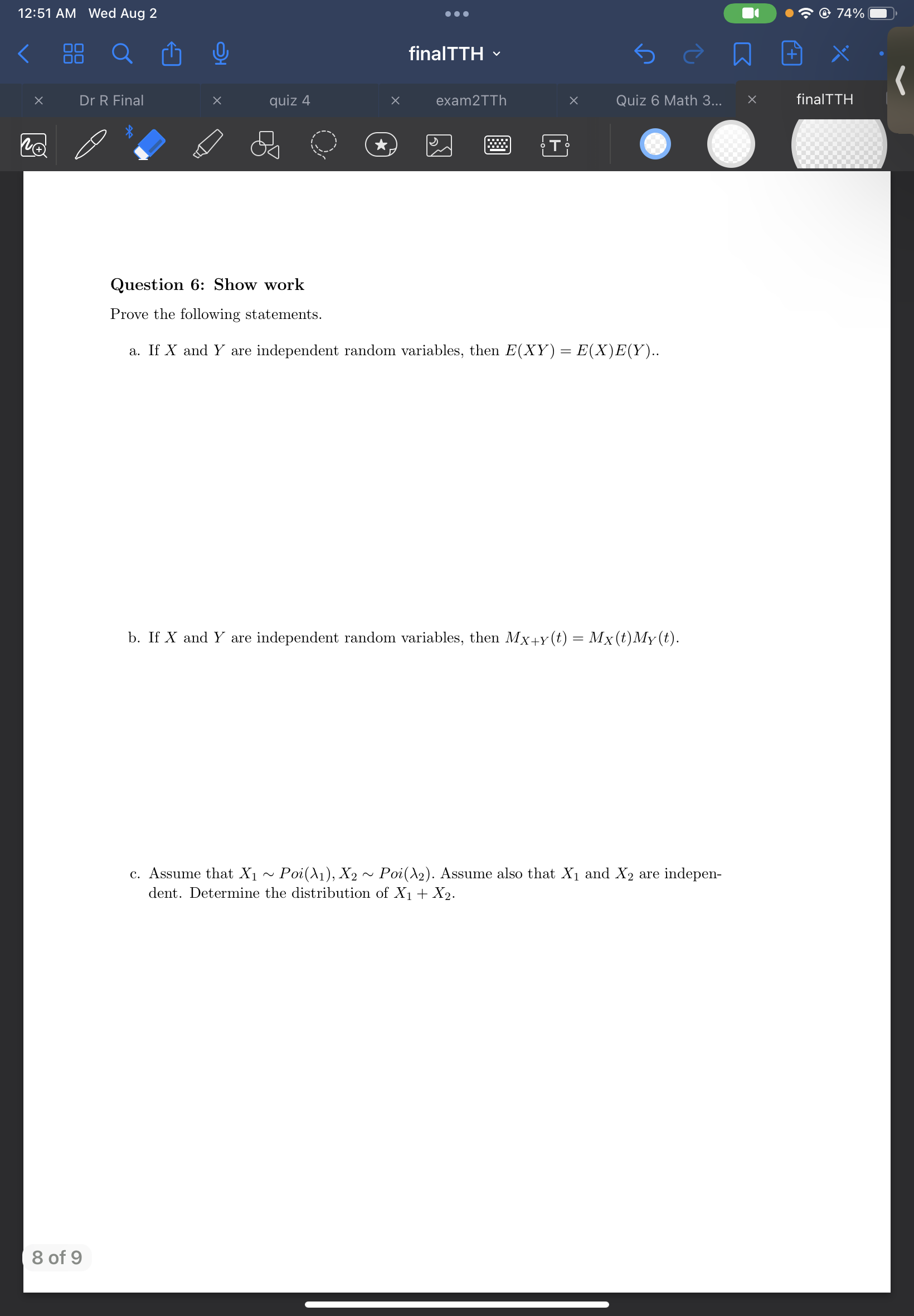 Solved Question 6: Show work Prove the following statements. | Chegg.com