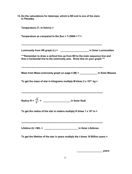 PHYSICAL PROPERTIES OF A STAR Objective 1. To plot | Chegg.com