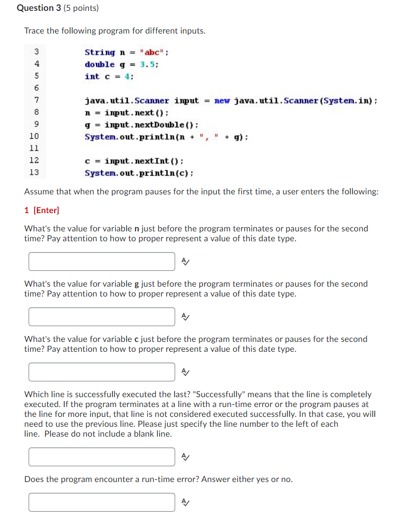 Solved Trace the following program for different inputs. | Chegg.com