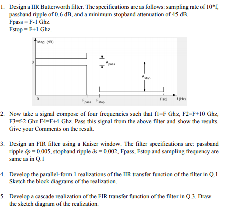 1. Design a IIR Butterworth filter. The | Chegg.com