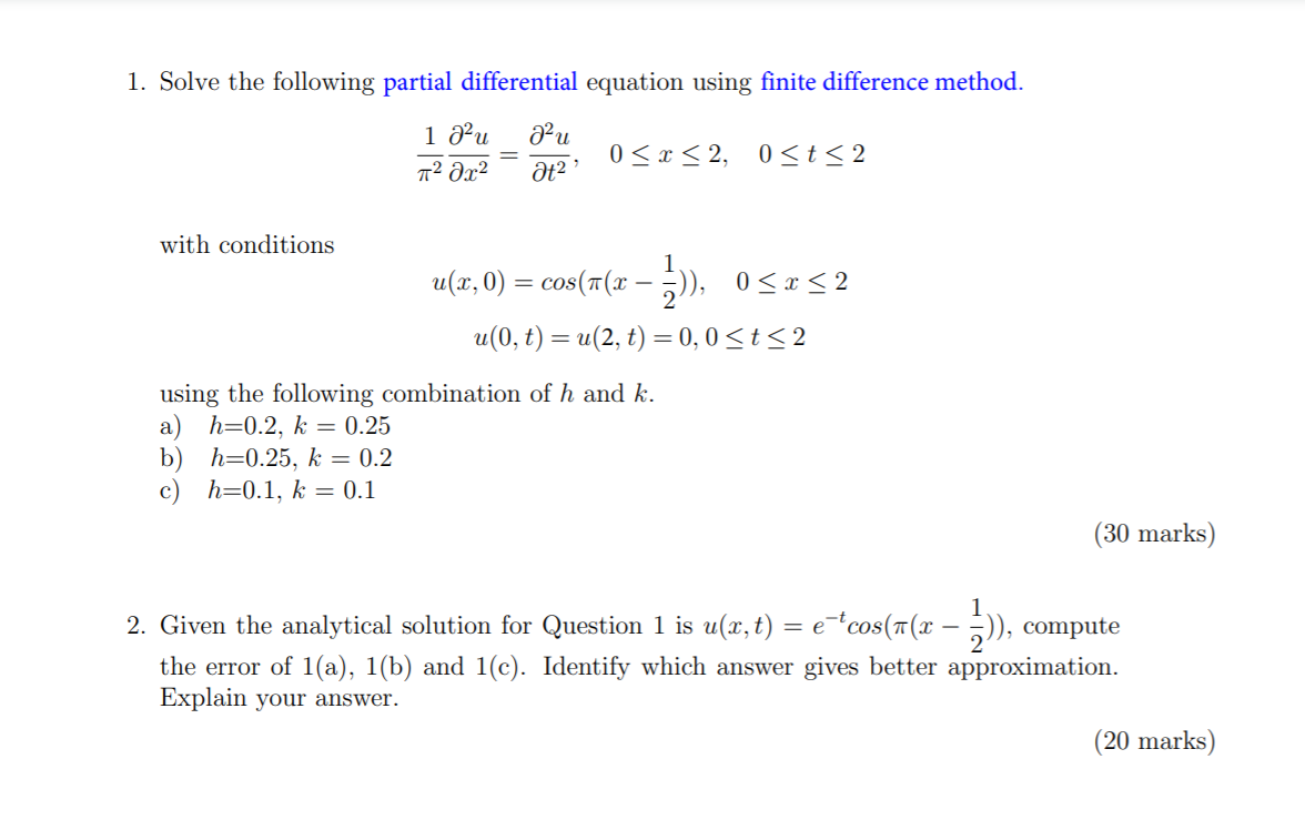 Solved 1. Solve the following partial differential equation | Chegg.com