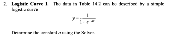 Solved 2. Logistic Curve I. The data in Table 14.2 can be | Chegg.com