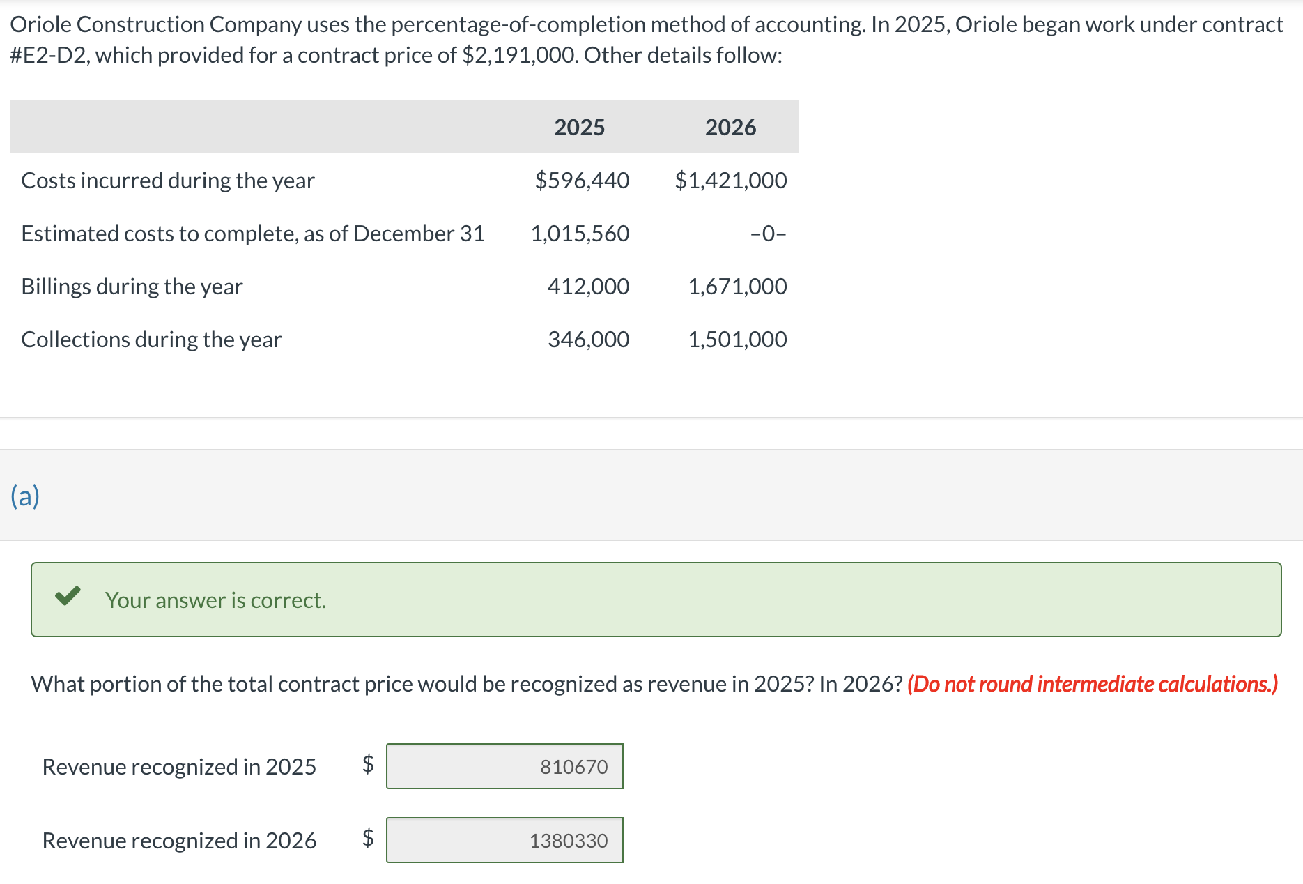 Solved Oriole Construction Company uses the | Chegg.com